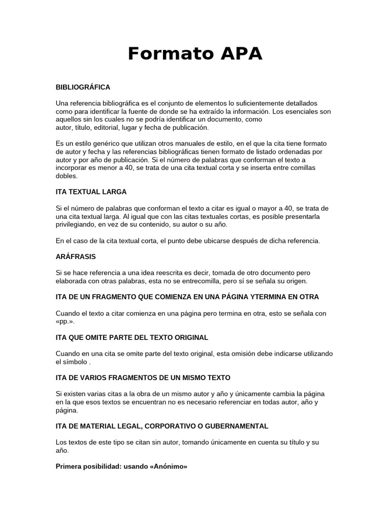 Formato APA | PDF | Citación | Estilo apa