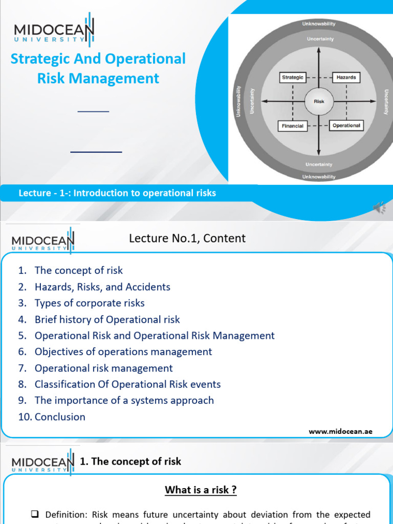 Lectuer No 1 | PDF | Risk | Operational Risk
