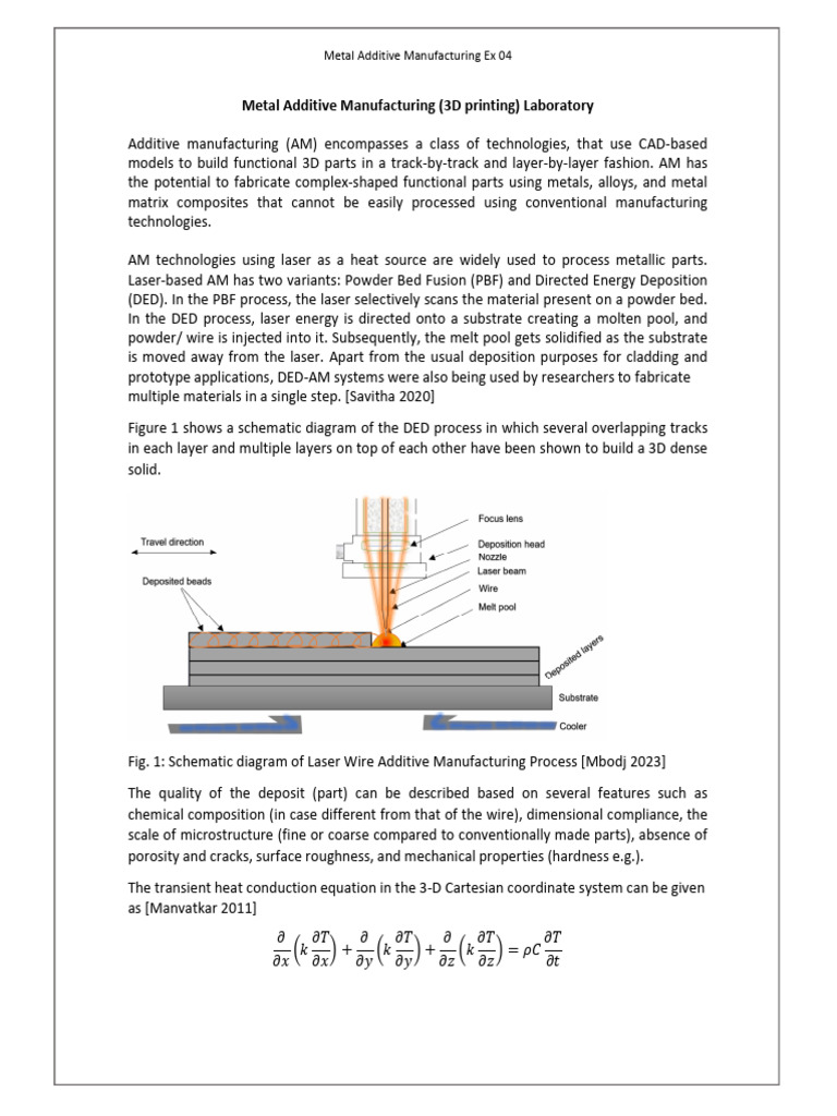 Metal Additive Manufacturing Laboratory Guide | PDF | Heat Transfer | 3 ...