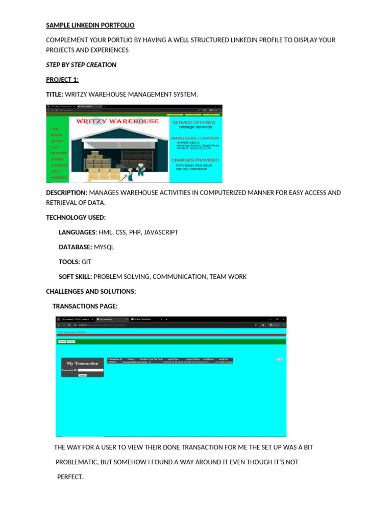 Sample Linkedin Portfolio | PDF