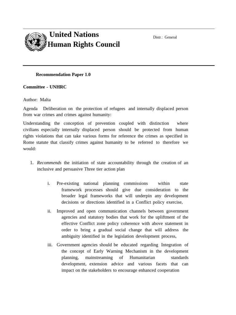 Refugee Protection & Prevention Plan | PDF | Internally Displaced ...