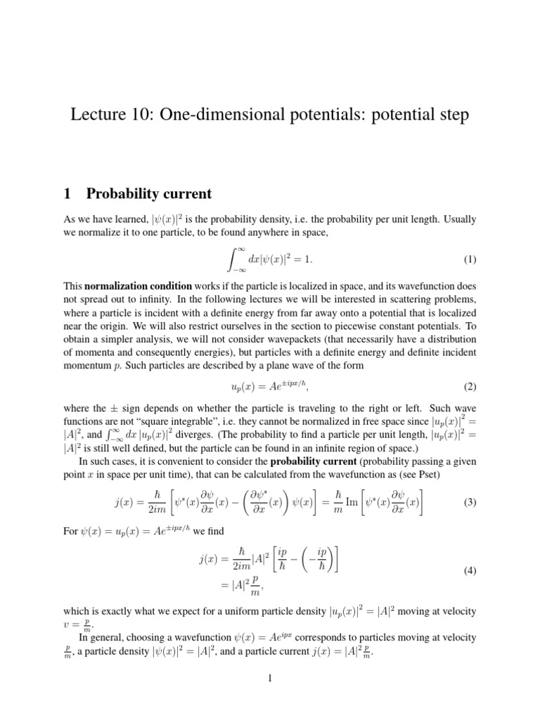 8.04 Spring 2024 Lecture 10 Potential Step | PDF | Wave Function | Quantum Mechanics