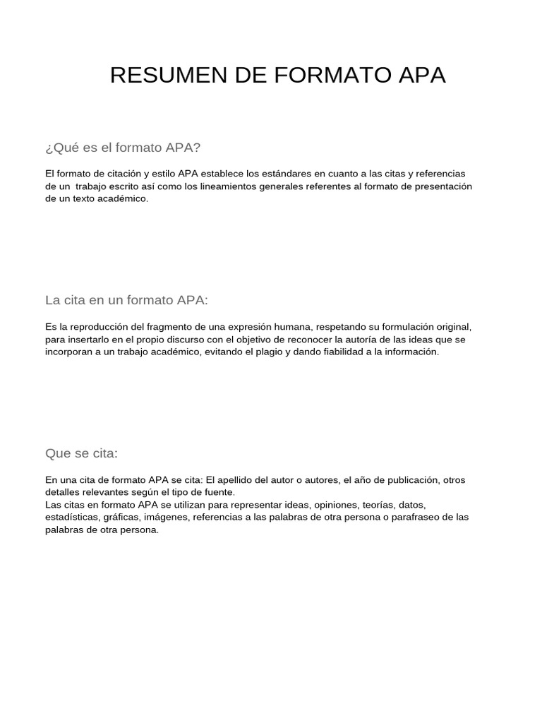 Resumen del Formato APA | PDF