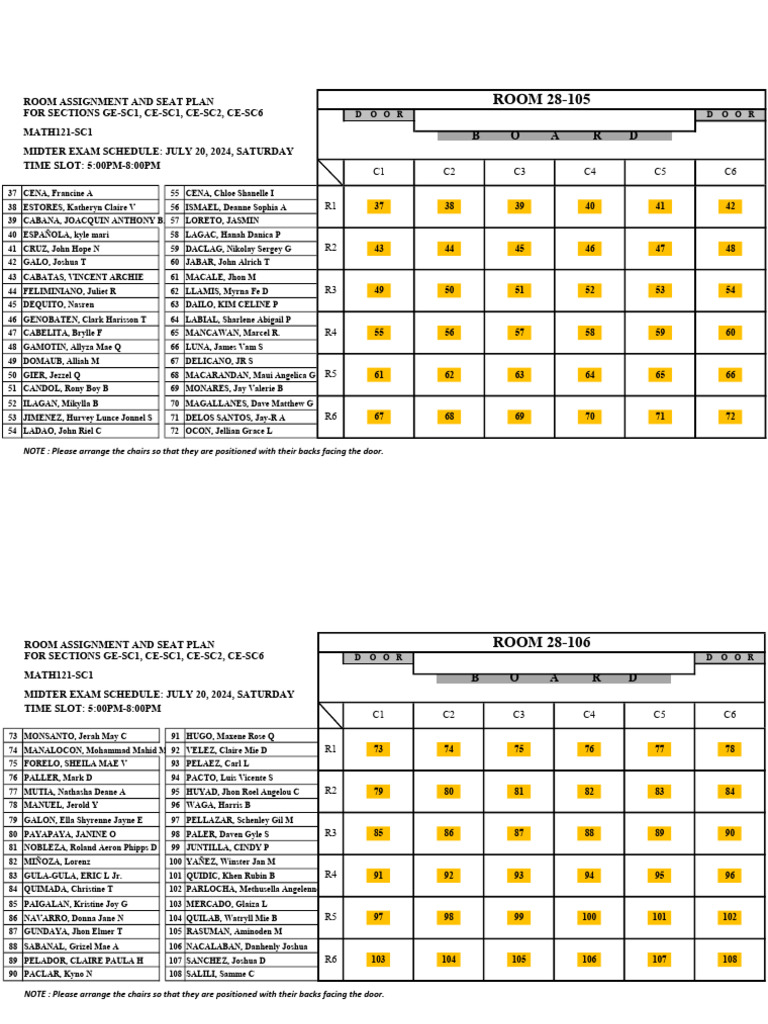Exam Seating Arrangement | PDF