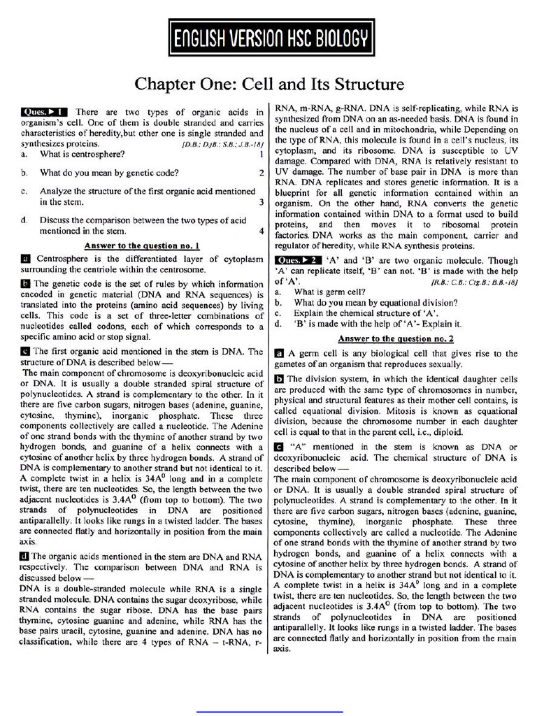 HSC Biology 1st Paper Resources | PDF