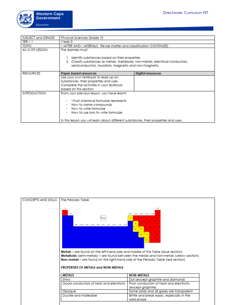 Physical Sciences Grade 10 Term 1 Week 3 - 2021 - 024131 | PDF ...
