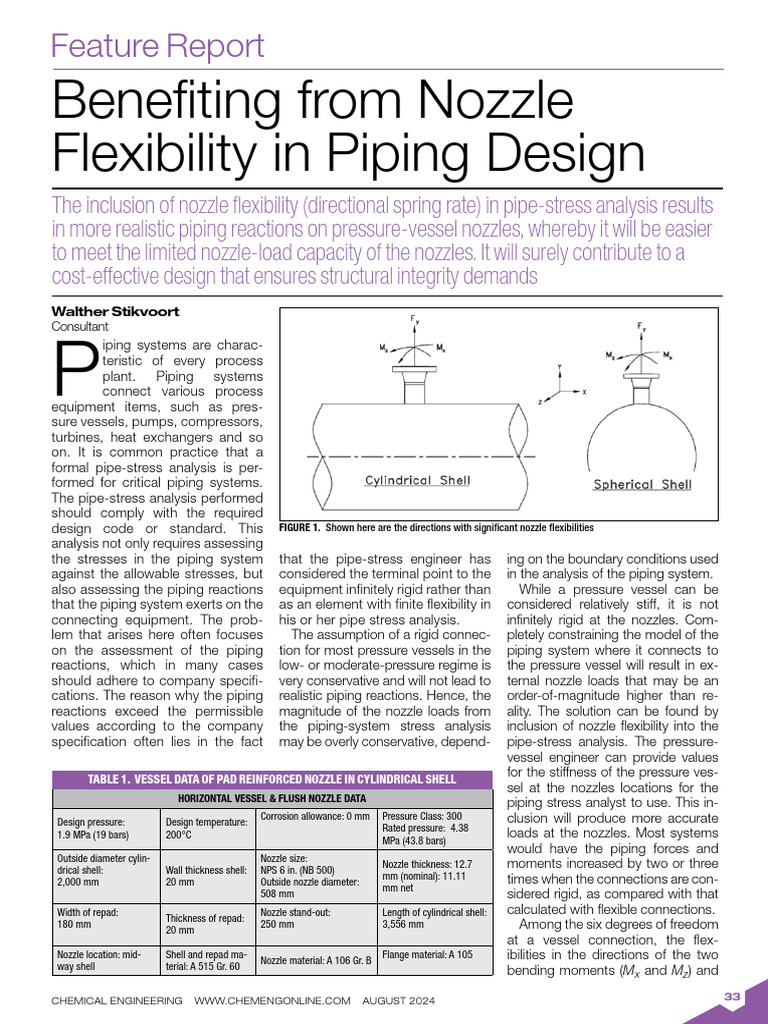 Benefiting From Nozzle Flexibility in Piping Design | PDF | Stress (Mechanics) | Stiffness