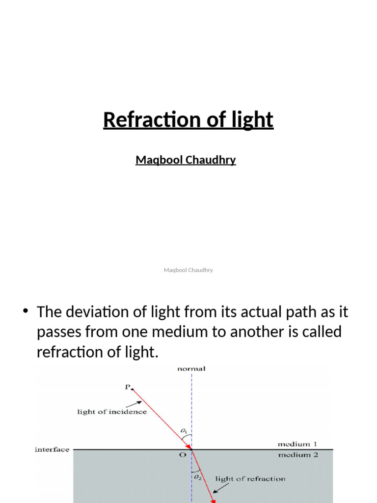 Refraction of Light | PDF | Refraction | Transmission Medium