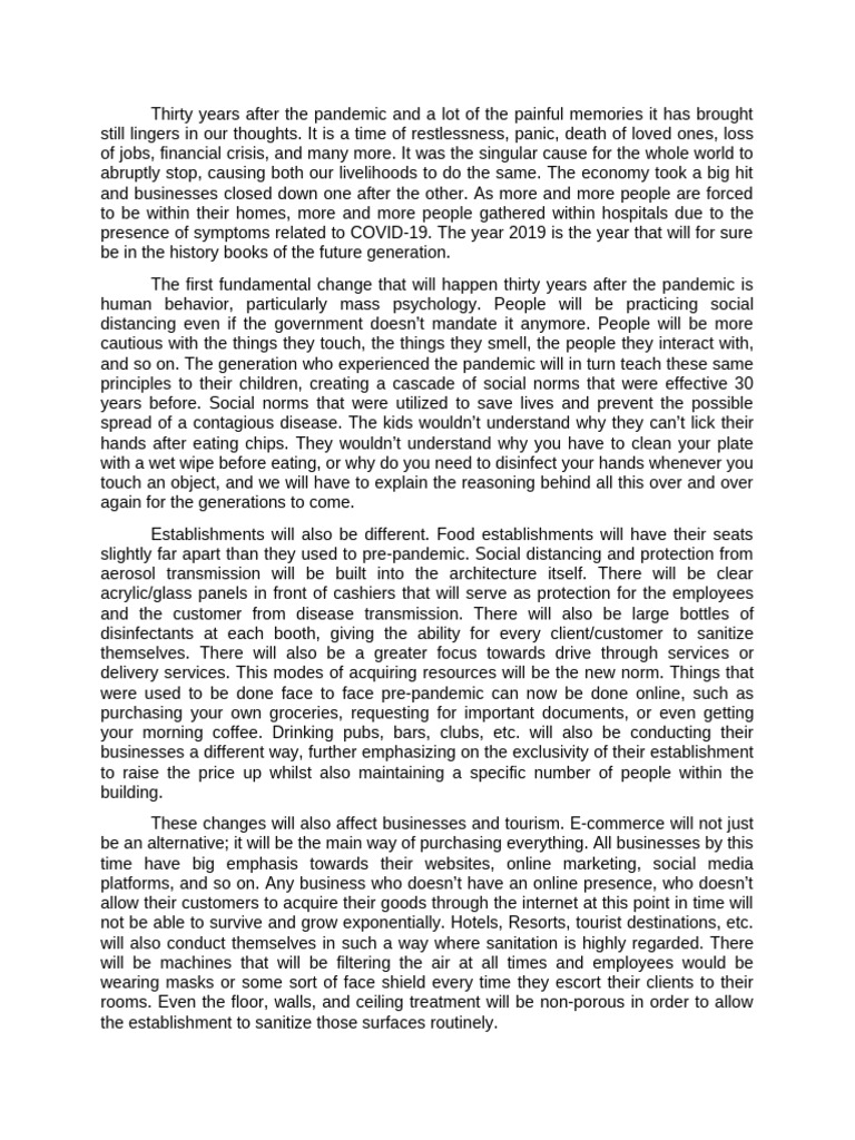 30 Years Since The Pandemic Essay | PDF | Social Science