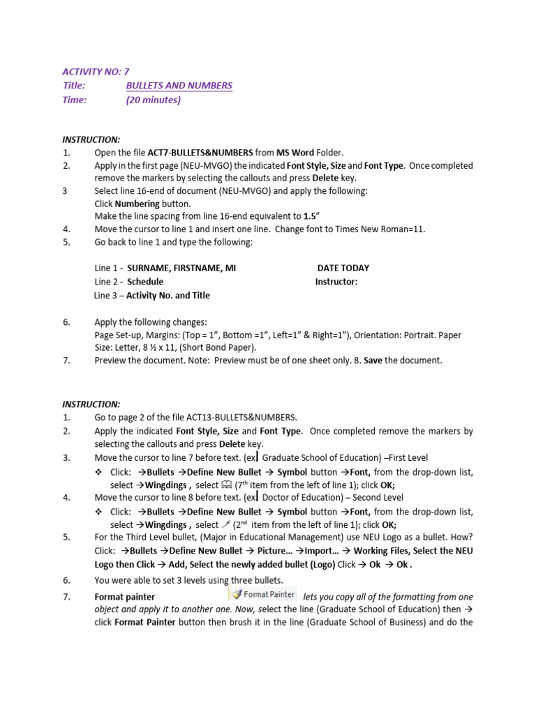 Instruction ActNo7 | PDF | Computer File | Computing