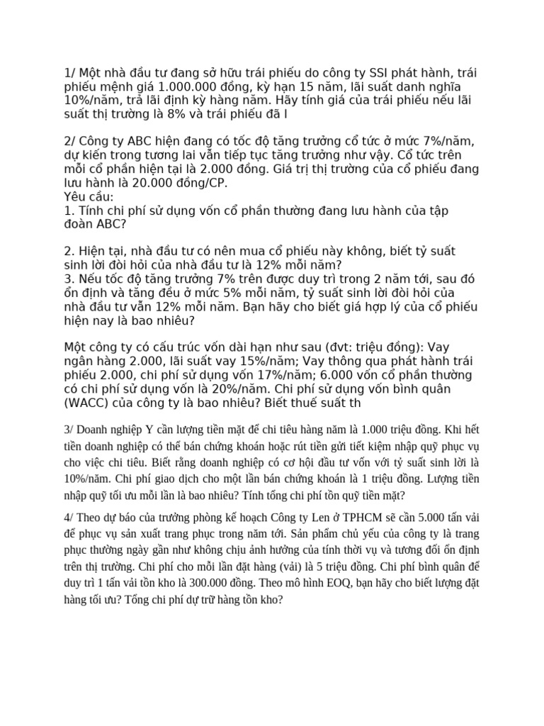 Bài Tập Ôn Tập Chương 3456 | PDF