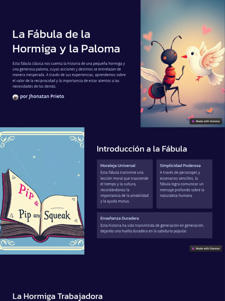 La Fabula de La Hormiga y La Paloma | PDF | Fábula | Hormiga