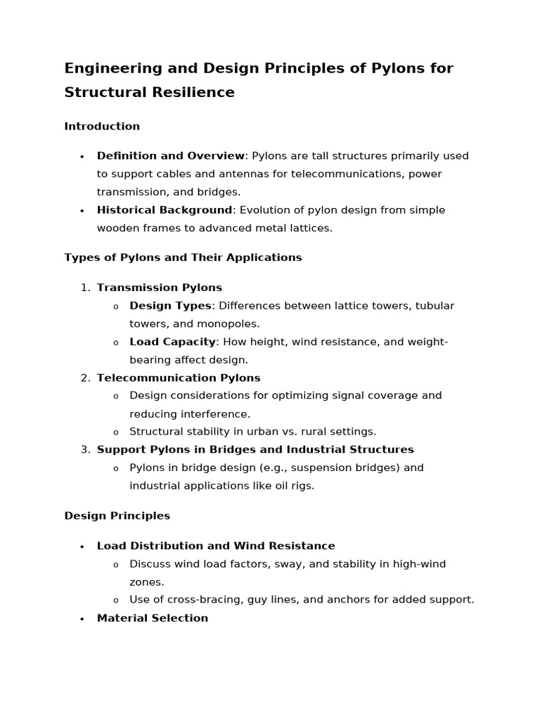 Engineering and Design Principles of Pylons For Structural Resilience | PDF
