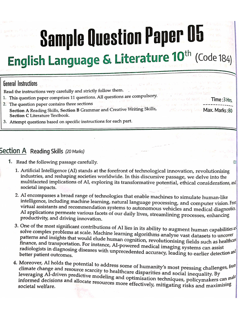 Sample Paper 5 | PDF