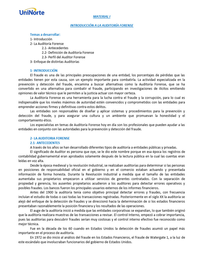 Material 01 - Introducción A La Auditoría Forense | PDF | Auditoría