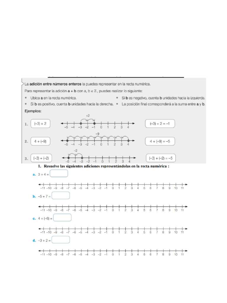 Guia de Aprendizaje de Matemática Adición y Sustraccion de Numeros Enteros | PDF | Arte