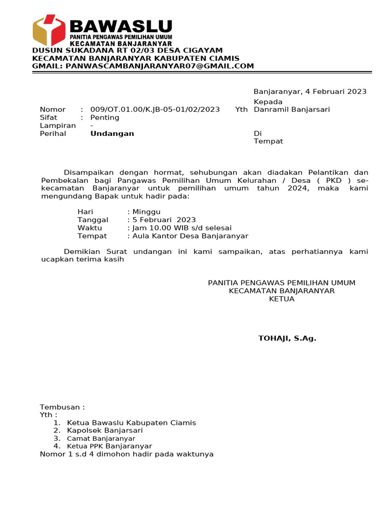 Surat Untuk Danramil | PDF