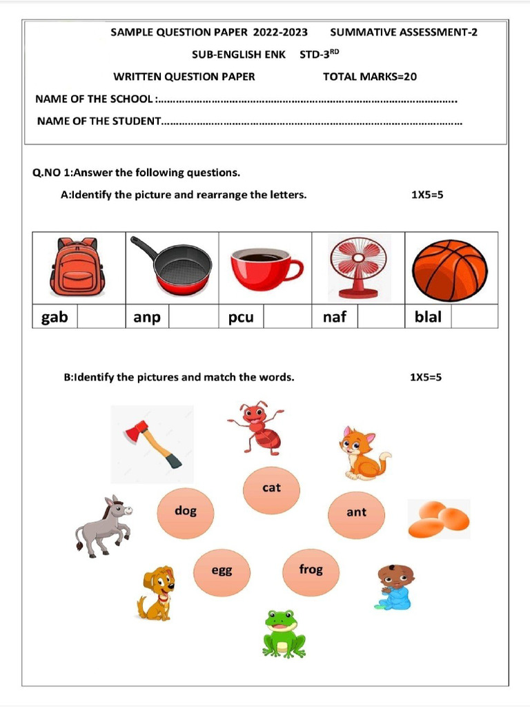 3rd STD ENGLISH SA2 | PDF