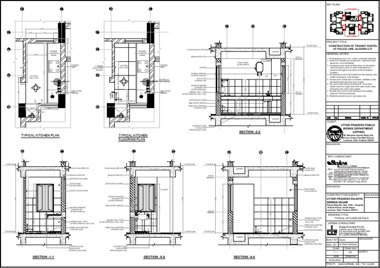 Typical Kitchen Floor Plan Details | PDF | Tile | Buildings And Structures