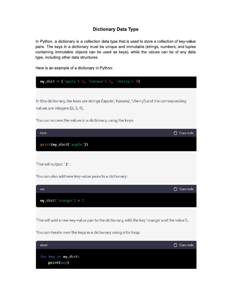 Dictionary and Set | PDF