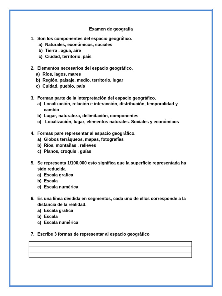 Examen de Geografía Primer Semestre | PDF