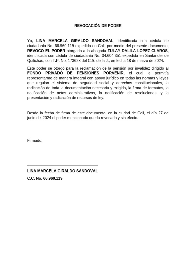 Revocación de Poder Legal en Cali | PDF