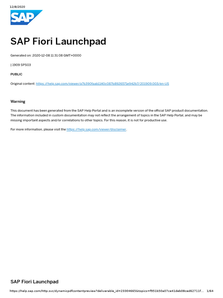 Fiori Security) Guide | PDF | Mobile App | User Interface