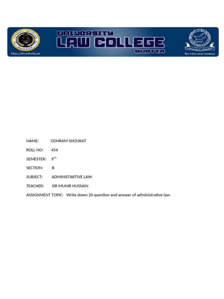 Administrative Law Assignment | PDF | Administrative Law | Administrative Procedure Act