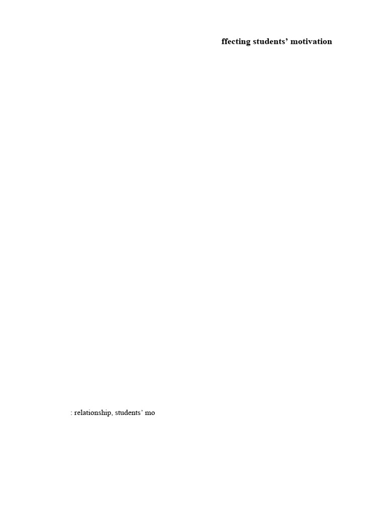 Student-Teacher Relationships & Motivation | PDF | Methodology ...