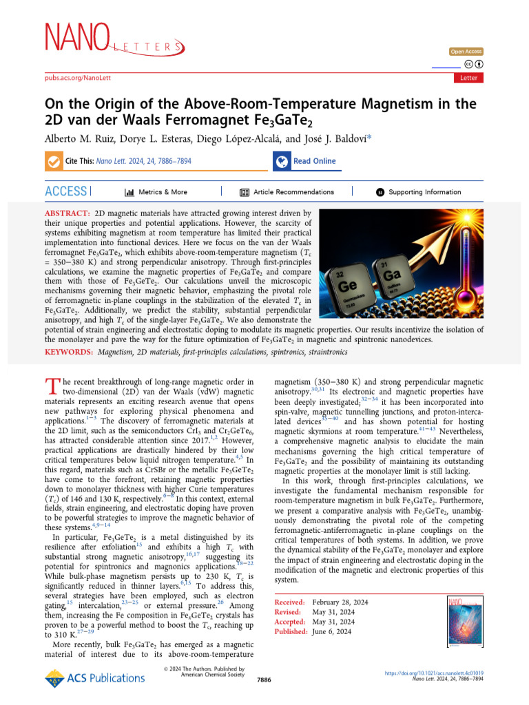 Ruiz Et Al 2024 On The Origin of The Above Room Temperature Magnetism ...