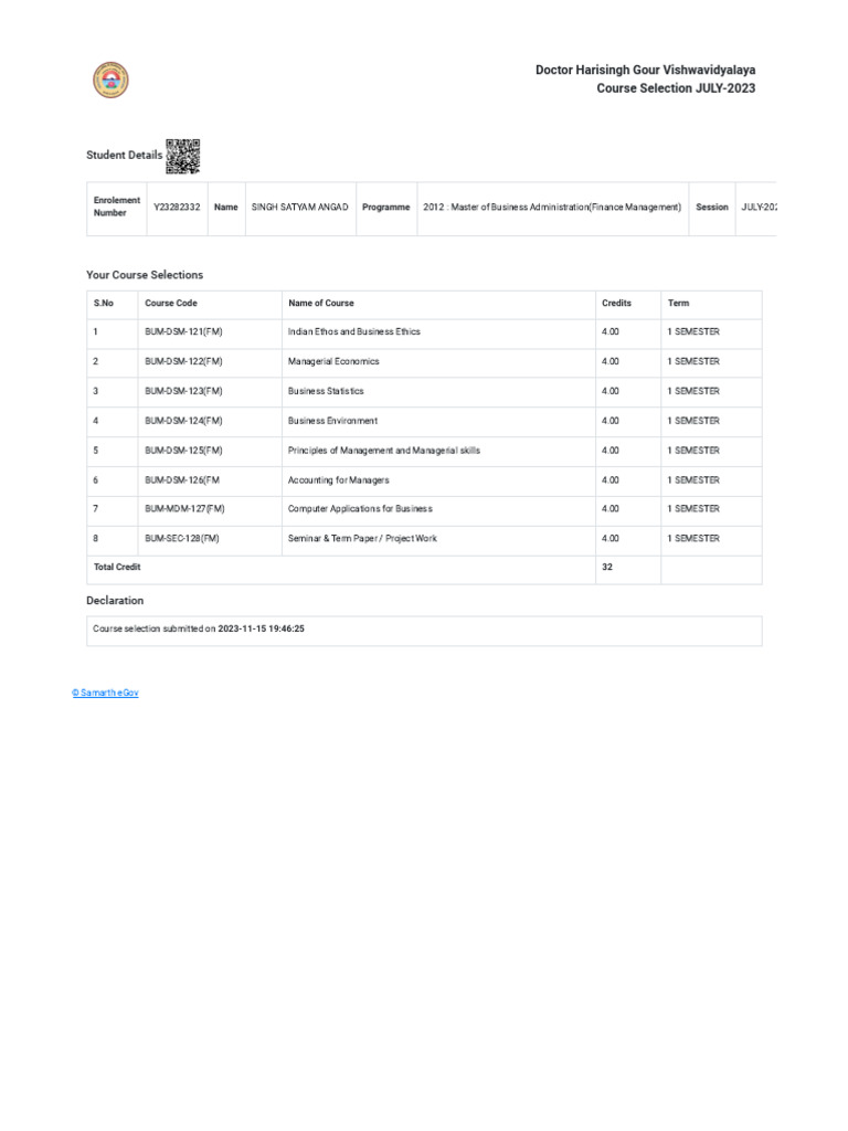 Course Selection | PDF