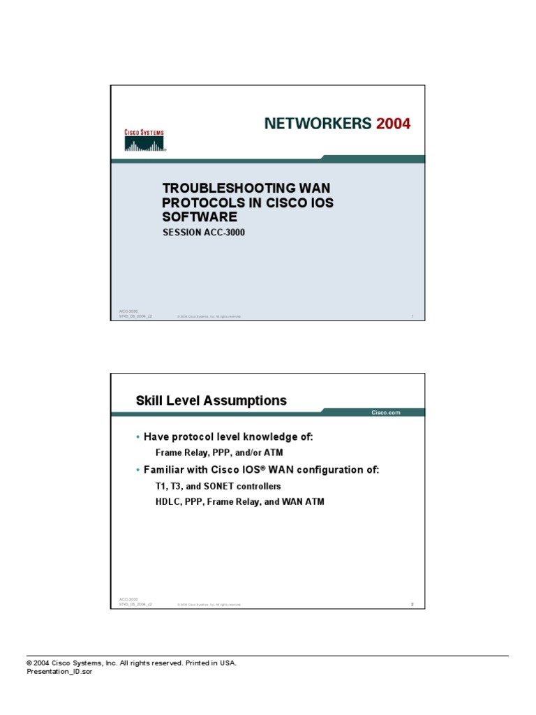 Troubleshooting Wan Protocols in Cisco Ios Software: Session Acc-3000 | PDF | Asynchronous ...