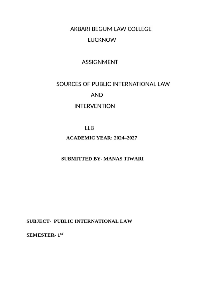 Sources of Public International Law | PDF | International Law | Treaty