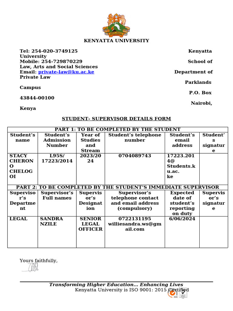Supervisr Details Form | PDF