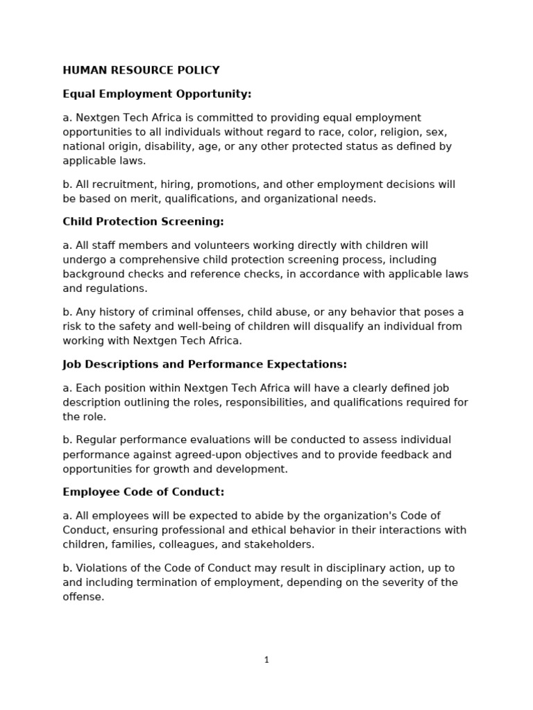 HR Policy | PDF | Employment | Recruitment