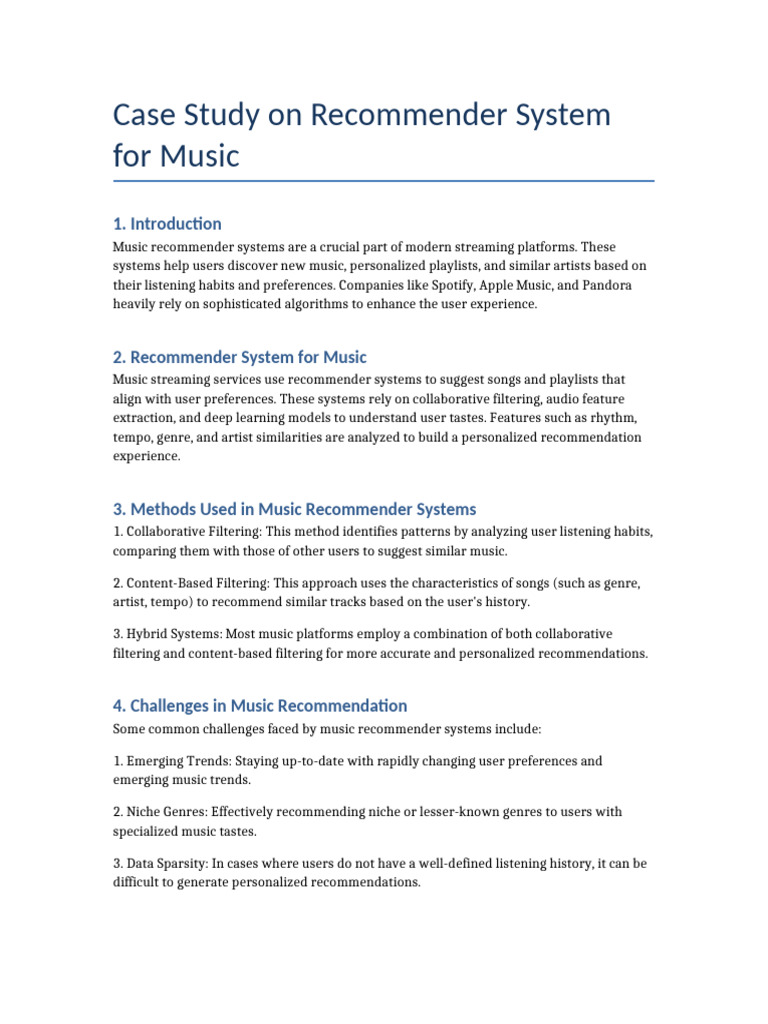 Music Recommender System Case Study | PDF | Computing | Information Science