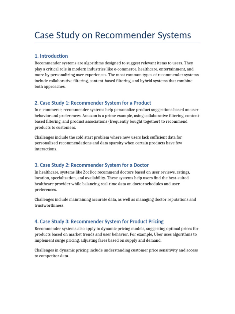 Recommender System Case Study | PDF | Information Science | Cyberspace