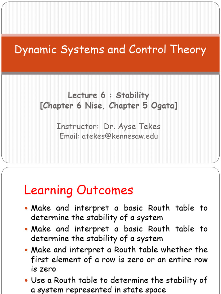 Lecture 6 - Stability | PDF | Stability Theory | Control Theory Lecture 6 - Stability | PDF | Stability Theory | Control Theory