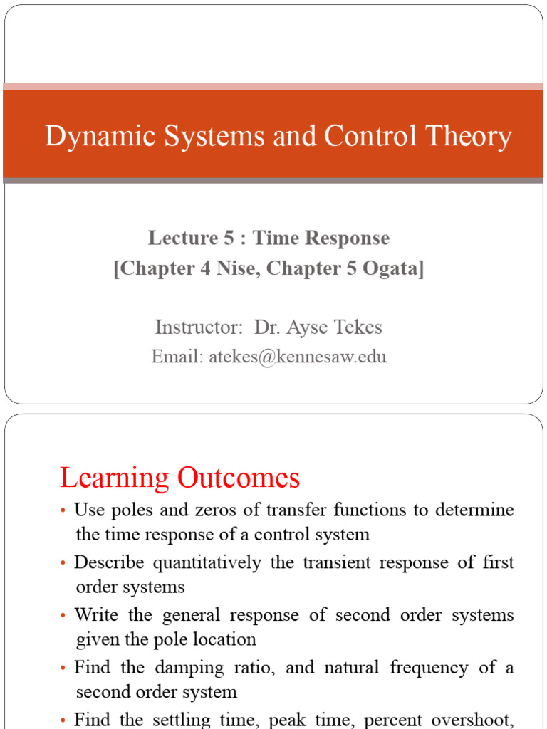 Chapter 5 - TimeResponse | PDF | Damping | Control Theory