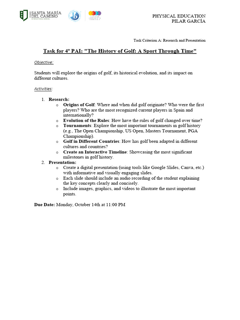 4º Pai - Golf Task | PDF | Cognitive Science | Human Communication