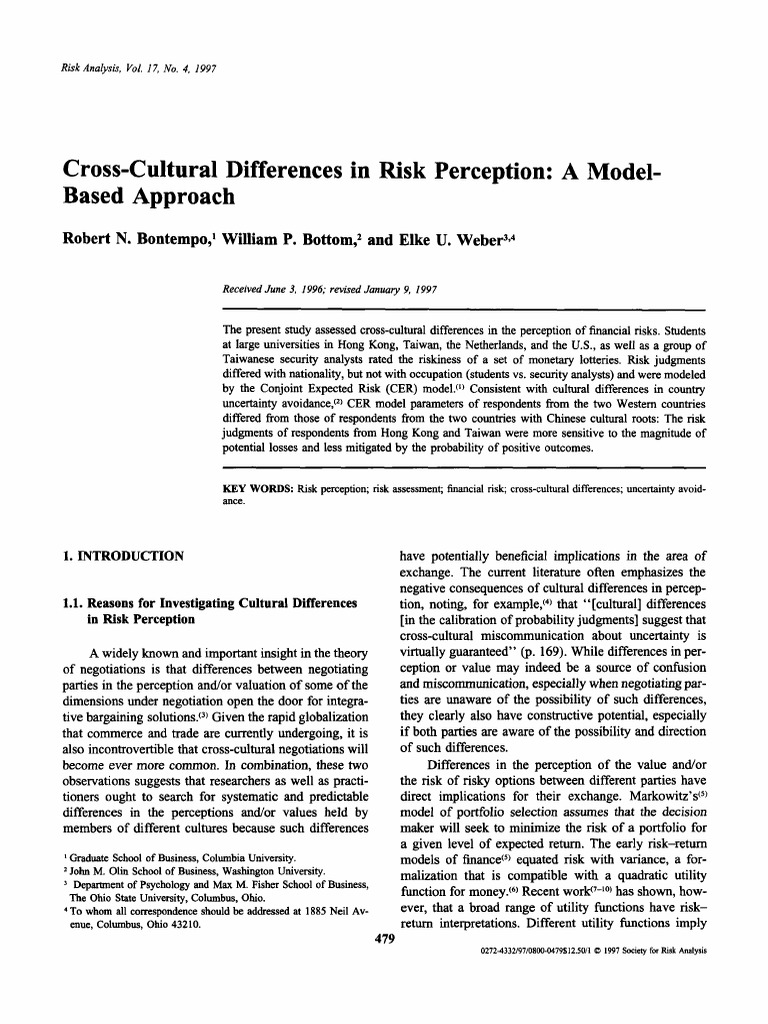 Risk Analysis - 2006 - Bontempo - Cross Cultural Differences in Risk ...