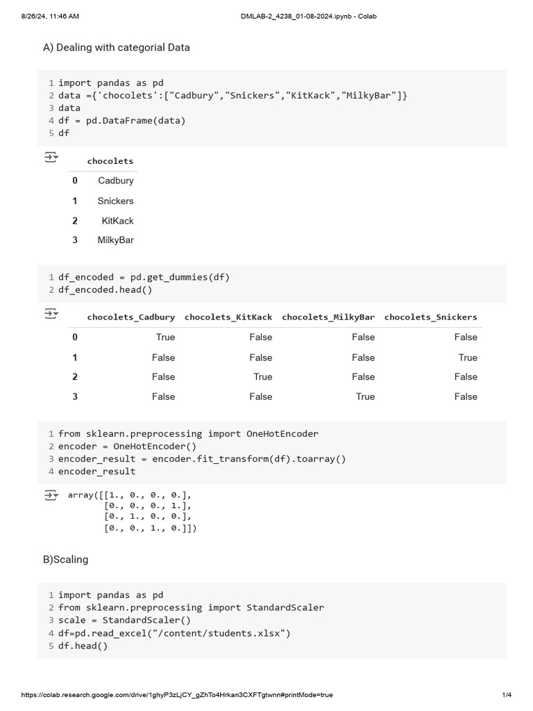 DMLAB-2 - 4238 - 01-08-2024.ipynb - Colab | PDF | Teaching Methods & Materials