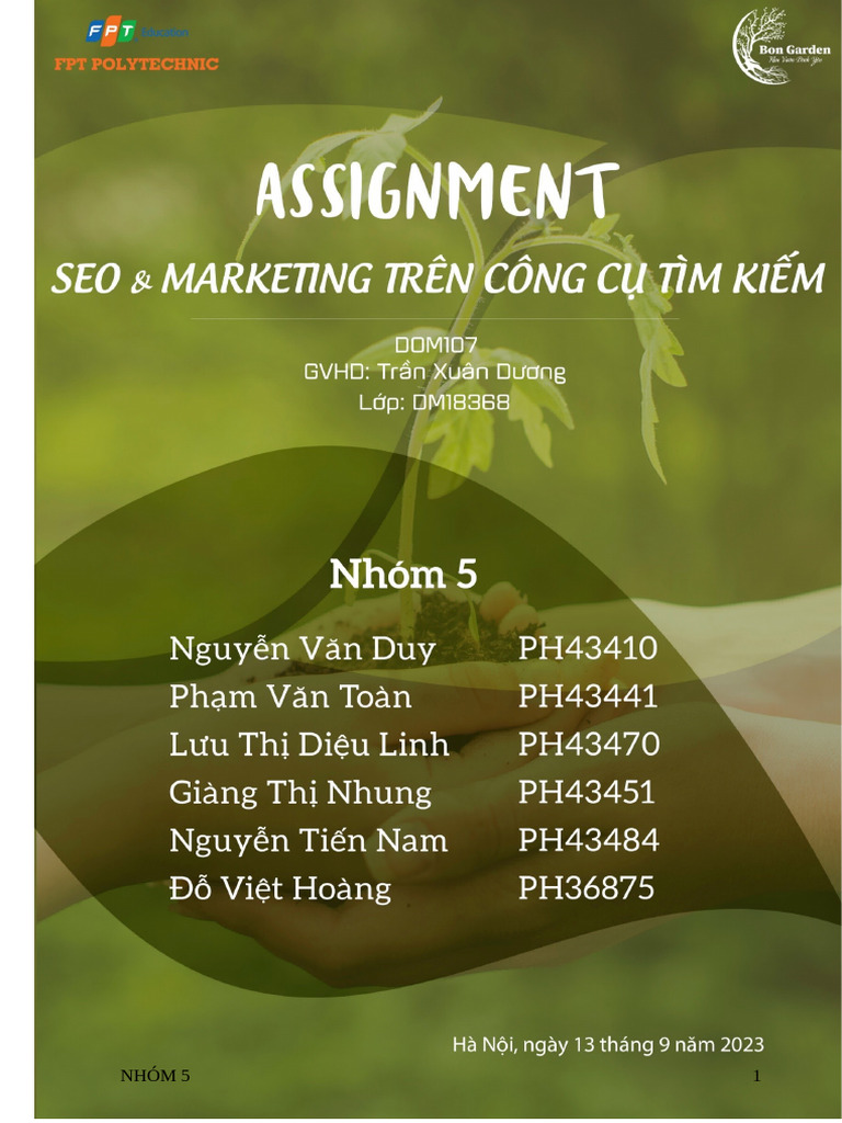 Assignment - SEO - Nhóm 5 Đã S A Bìa | PDF