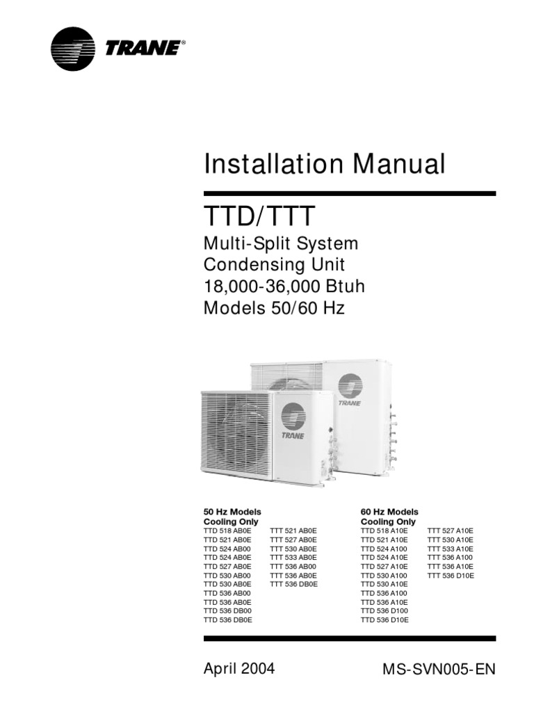 Installation Manual TTD/TTT: Multi-Split System Condensing Unit 18,000 ...