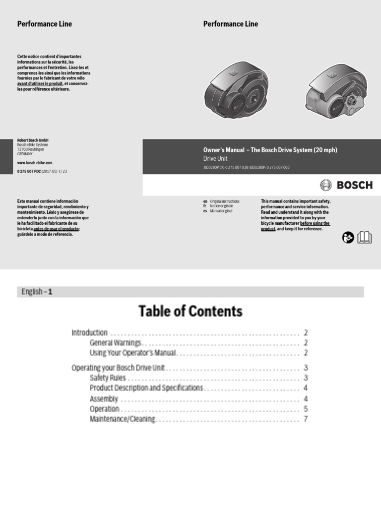 Bosch CX Drive Unit Manual | PDF | Water