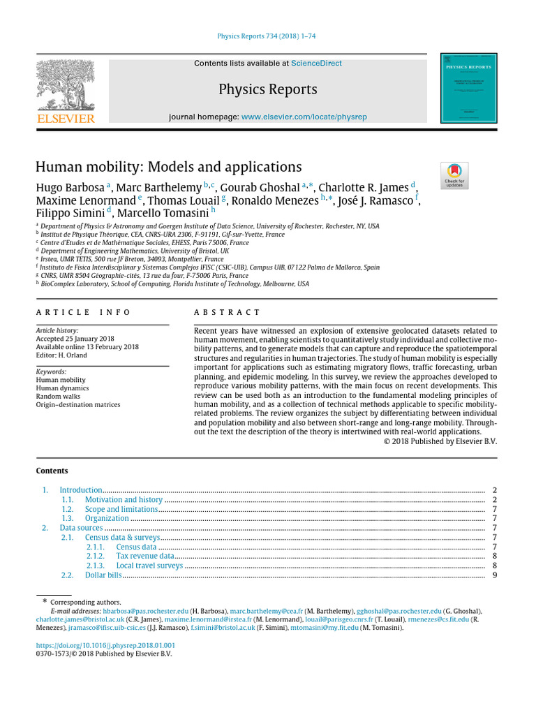 Human Mobility: Models and Applications | PDF | Human Migration | Geography