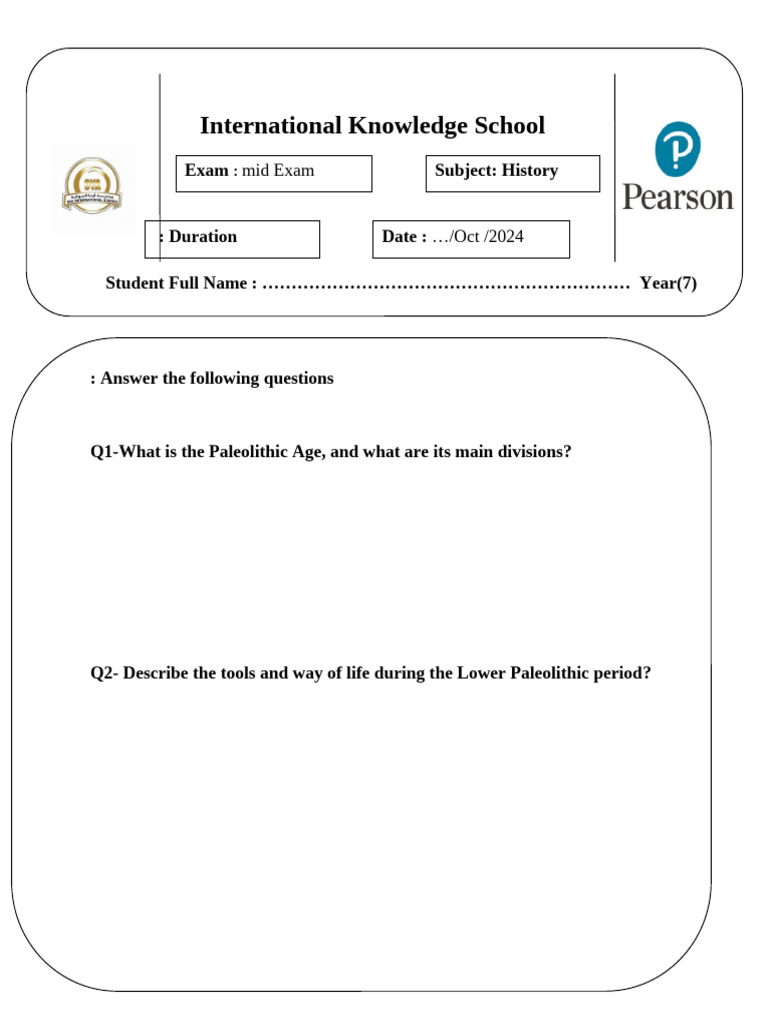 International Knowledge School: Mid Exam | PDF