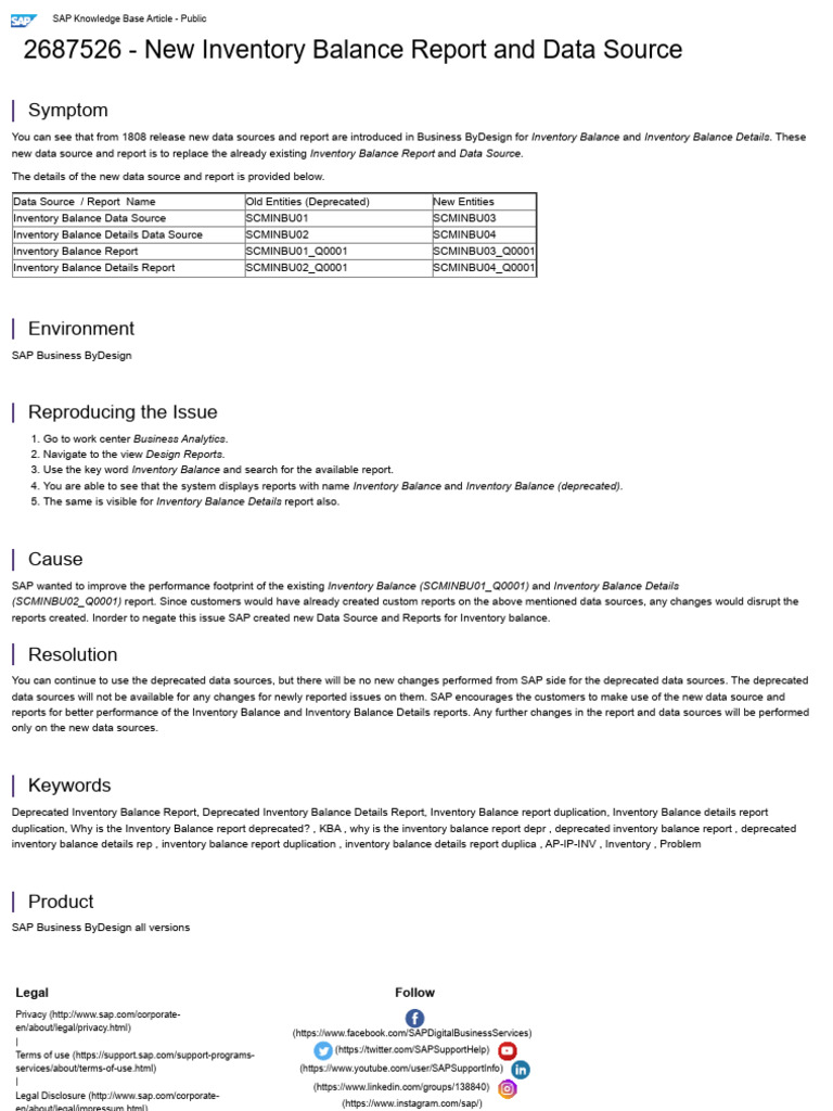 New Inventory Balance Report and Data Source | PDF | Data | Business