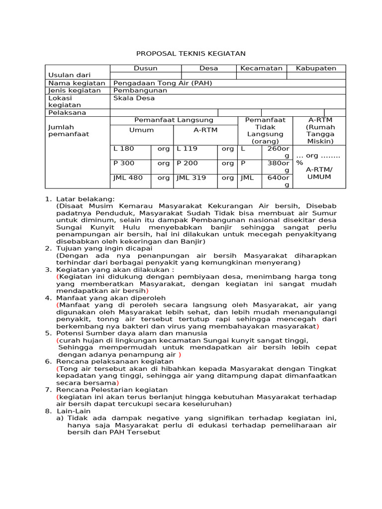 Pengadaan Tong Air untuk Desa Kunyit | PDF | Sains & Matematika | Teknologi & Rekayasa