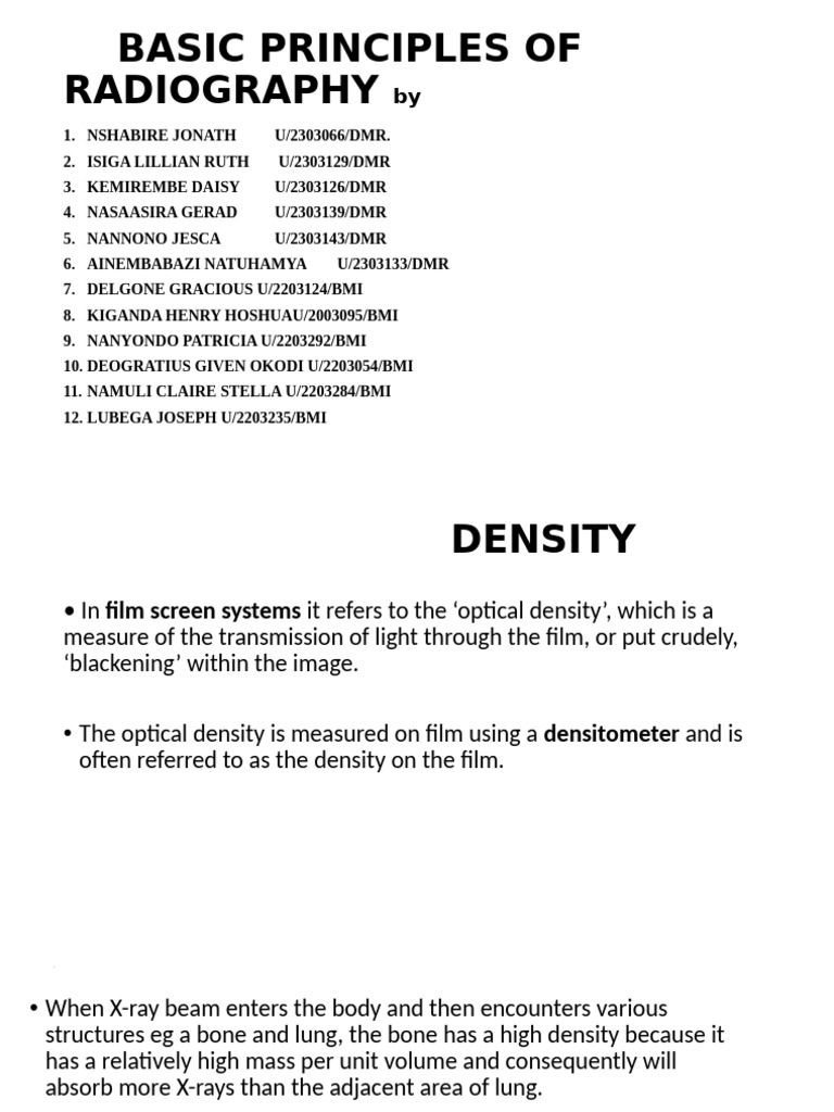 Radiography Basics: Density & Contrast | PDF | Radiography | X Ray